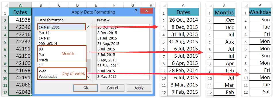 How To Format Date To Show Abbreviated Day Of Week Or Month In Excel 
