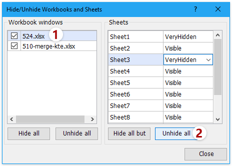 How to unhide all worksheets & sheets in Excel?