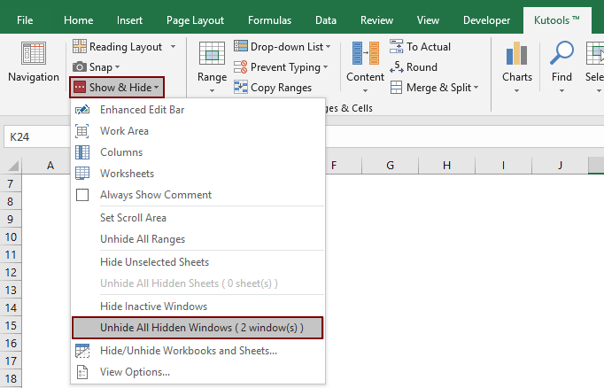 How to show or unhide the hidden workbooks in Excel?