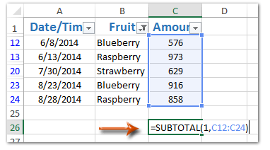 How to average filtered cells/list in Excel?