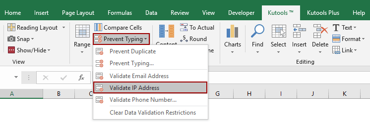 Three methods to validate cells to only accept IP address in Excel