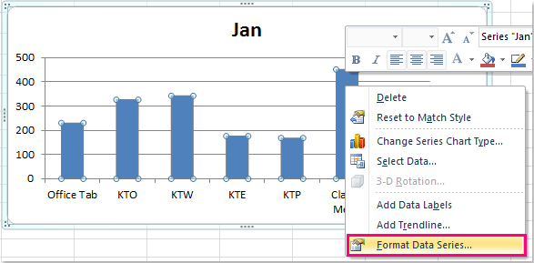 How to vary colors by point for chart in Excel?