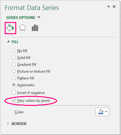 How to vary colors by point for chart in Excel?