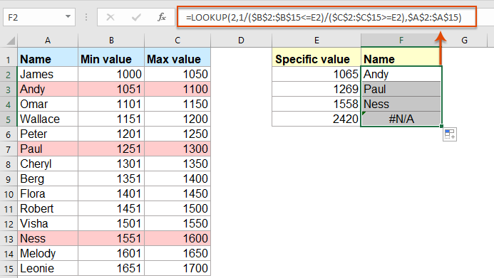 How To Vlookup And Return Matching Data Between Two Values In Excel 