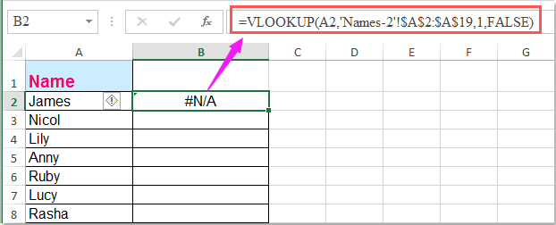 How To Vlookup To Compare Two Lists In Separated Worksheets