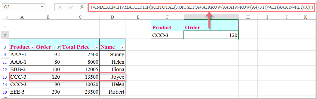 How To Vlookup And Return Matching Value In Filtered List 