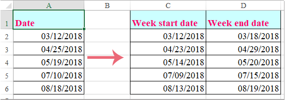 How To Get Week Start And End Date Based On A Specific Date In Excel 