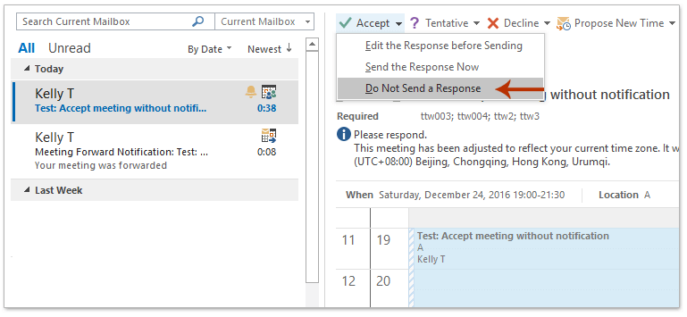 How To Accept A Meeting Re Without Sending Response In Outlook 