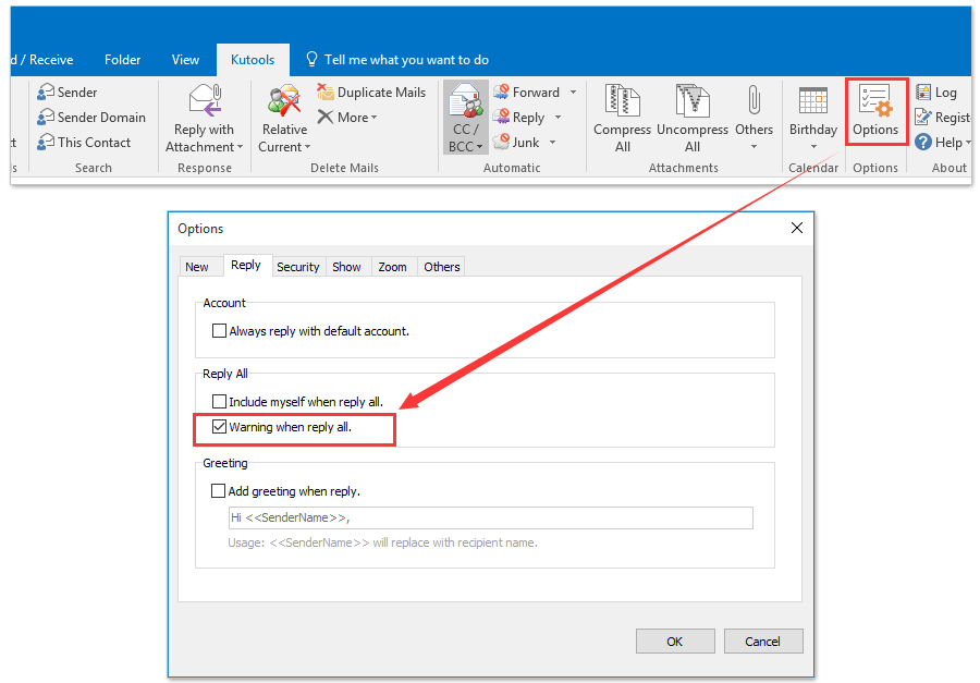 How to set reply to all warning (eliminate reply all button) in Outlook?