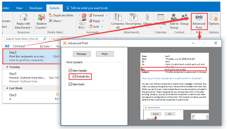How To Print Bcc Recipients In A Sent Email In Outlook 