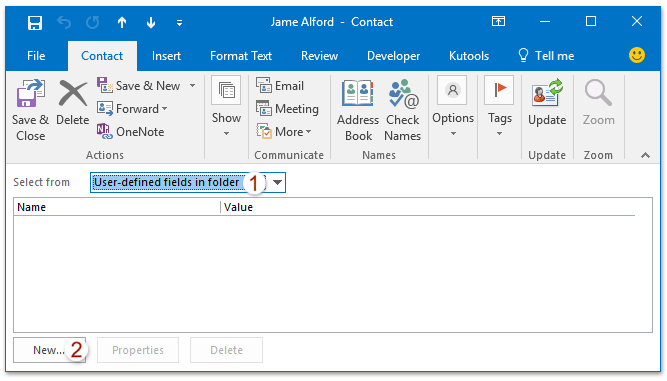 How to add and delete user defined filed in a contact in Outlook?