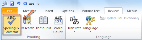 How to add and remove words in a custom dictionary in Outlook?