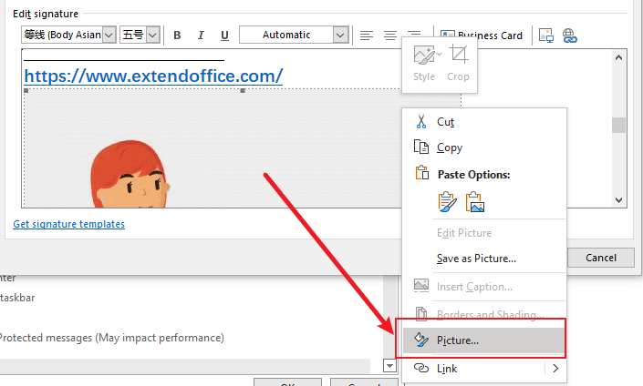 How to add an animated GIF to signature in Outlook?