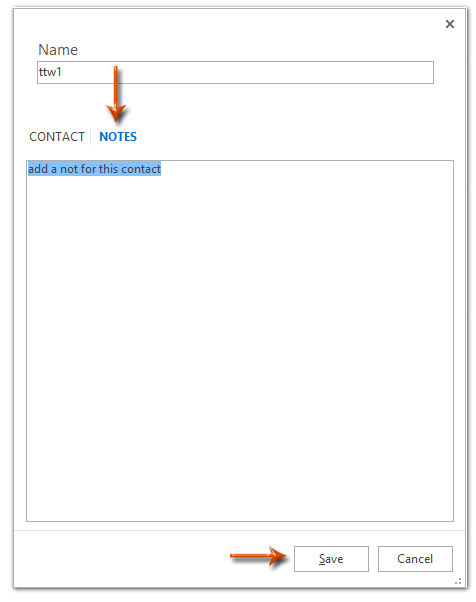 How to add notes to contacts in Outlook?
