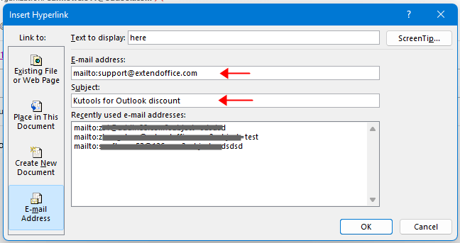 Outlook: How to add a return link in E-mail?