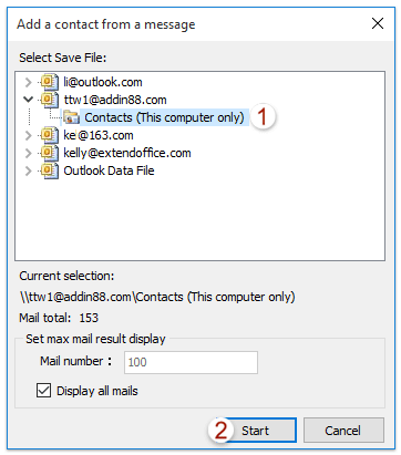 How to add all/multiple emails' senders to contacts in bulk in Outlook?