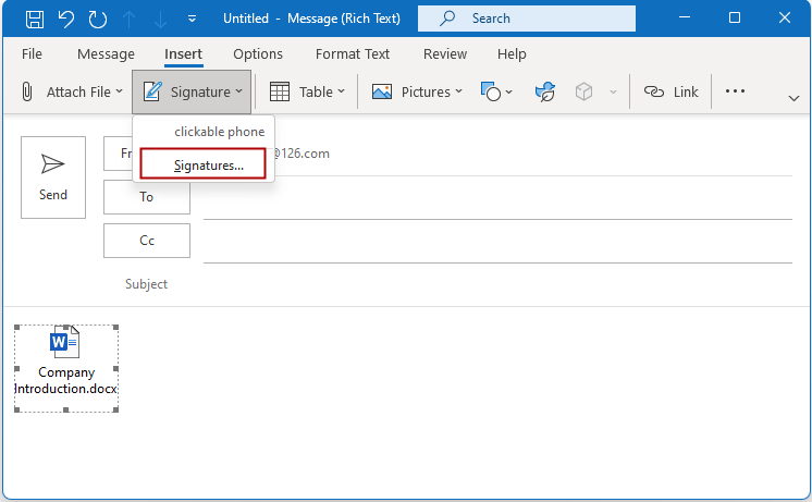 Outlook: How to create signature with attachment