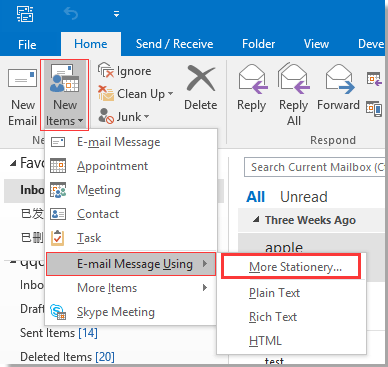 How to add and create stationery in Outlook?