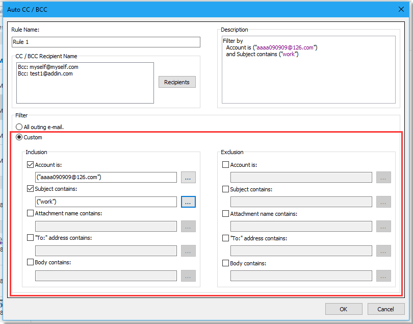 How to always BCC myself while sending Email through Outlook?