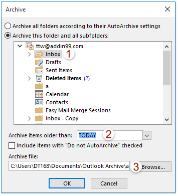 How to archive without attachments in Outlook?