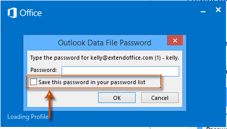 How to prevent Outlook asking for password every time when opening?