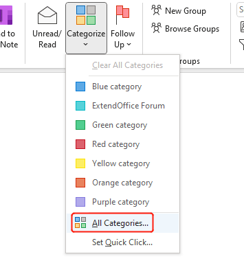 How to assign and edit color categories to Outlook items?