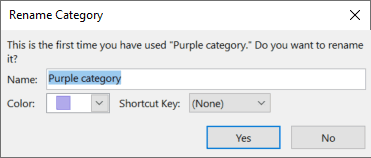 How to assign and edit color categories to Outlook items?