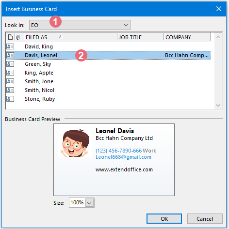 How to attach business card for all outgoing messages automatically in ...