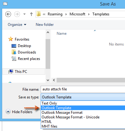 Outlook: automatically attach files in new message