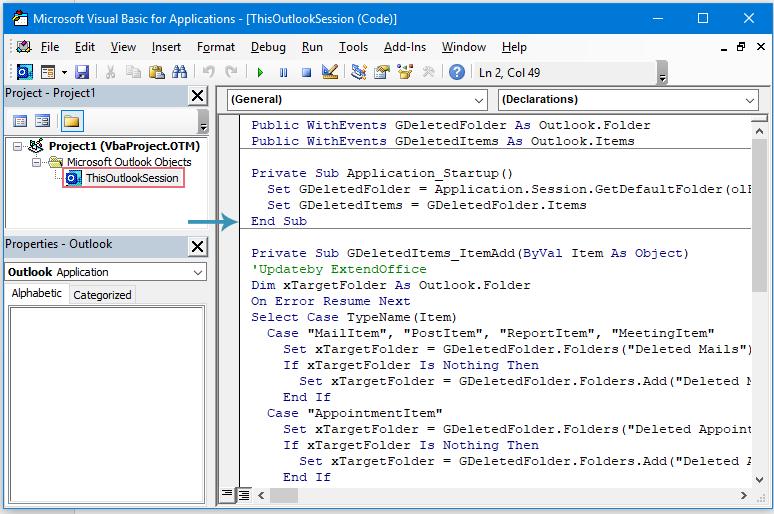 How to move different types of deleted items into different folders automatically in Outlook?