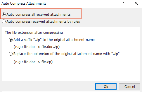 How to zip attachments automatically in Outlook?