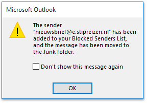 How to block emails from sender email address in Outlook?