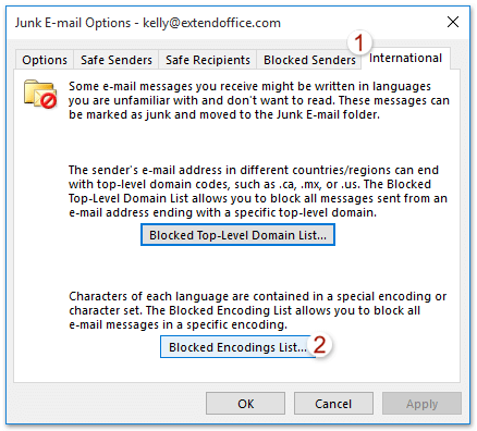 How to block foreign emails (with Chinese characters) in Outlook?