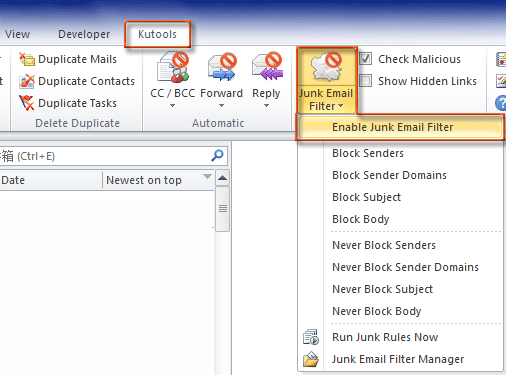 How to add sender domain to blocked senders list in Outlook?
