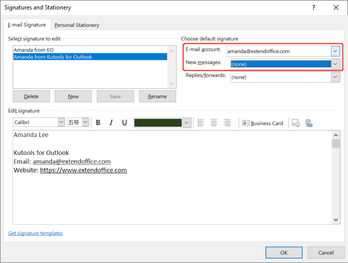 How to add different signatures to multiple email accounts when create a new email in Outlook?