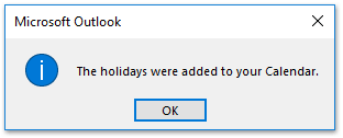 How to add holidays into default/second/public calendars in Outlook?