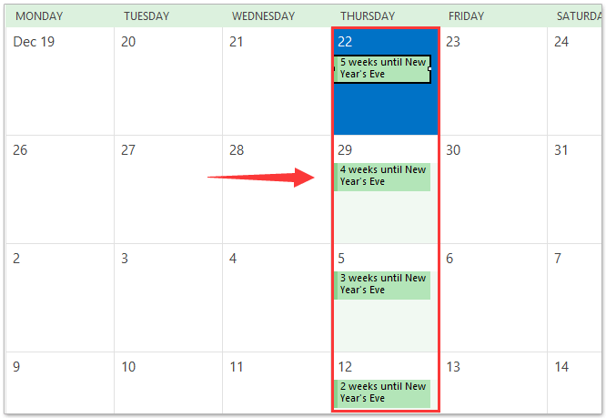 How to create a countdown (clock) calendar in Outlook?
