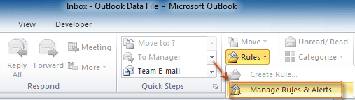 Outlook: change the folder where sent items are stored