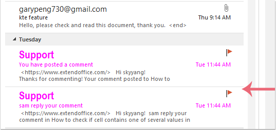 How to change the font size of the flagged message in Email list?
