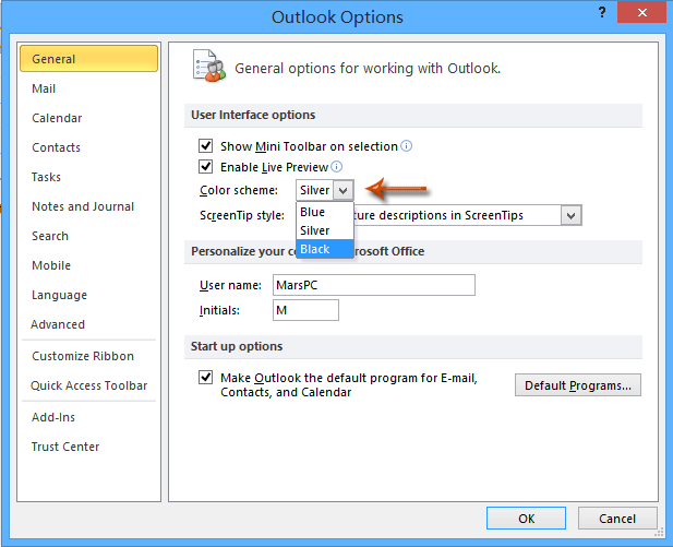 How To Change Ribbon Color Scheme In Outlook 