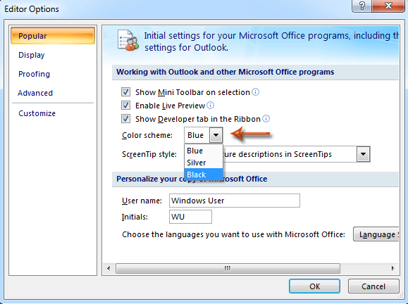 How To Change Ribbon Color Scheme In Outlook 