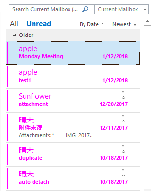 How to change the font color of unread message in Outlook?