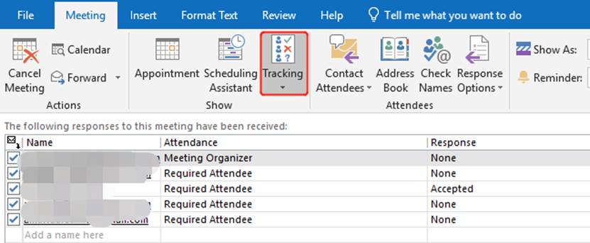 How to check who accepted meeting invite in Outlook?