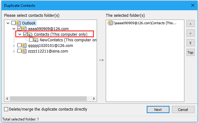 How to compare contacts and remove or merge duplicates in Outlook?