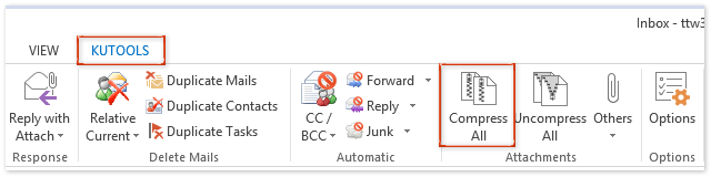 How to (auto) compress attachments in messages in Outlook?