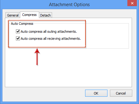 How to (auto) compress attachments in messages in Outlook?