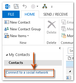 How to connect to social network (SharePoint) in Outlook?