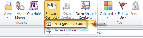 How to convert Outlook contacts to Vcard in Outlook?