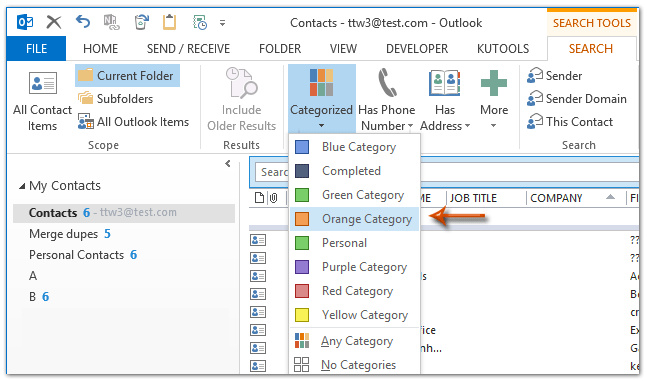 How to create contact group from category in Outlook?