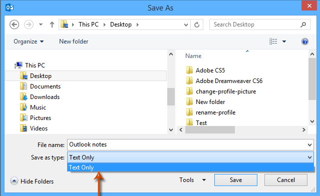 How to convert notes to text files in Outlook?